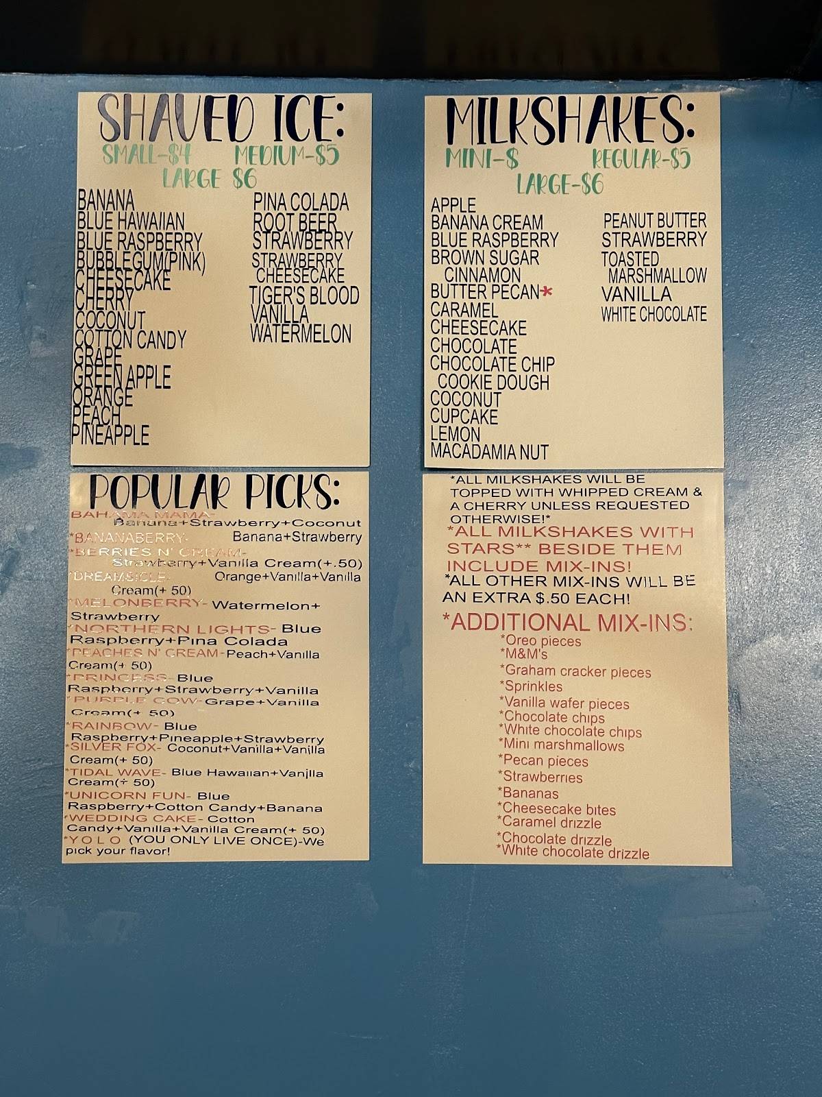 Menu at Chill’d Out, Citronelle
