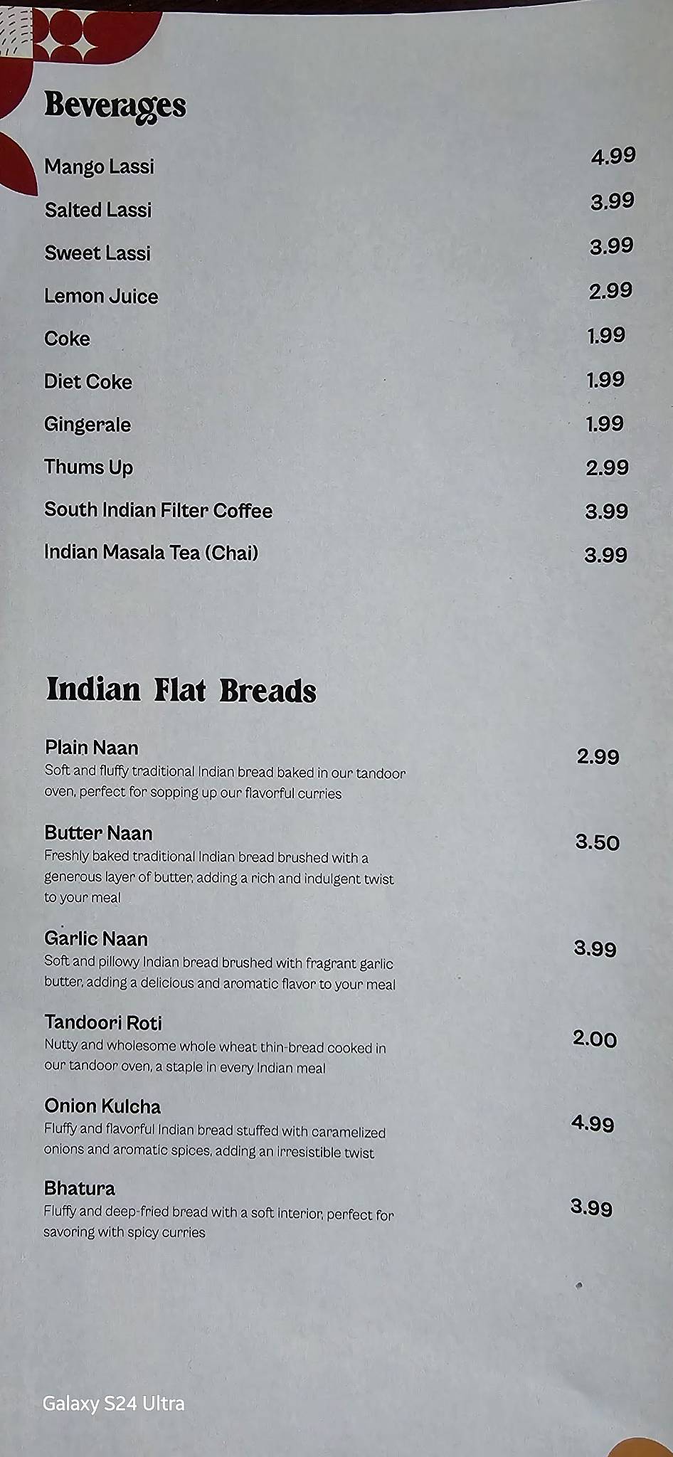 Menu at Chillis & Chimneys -The Great Indian Bistro pub & bar, Hamilton