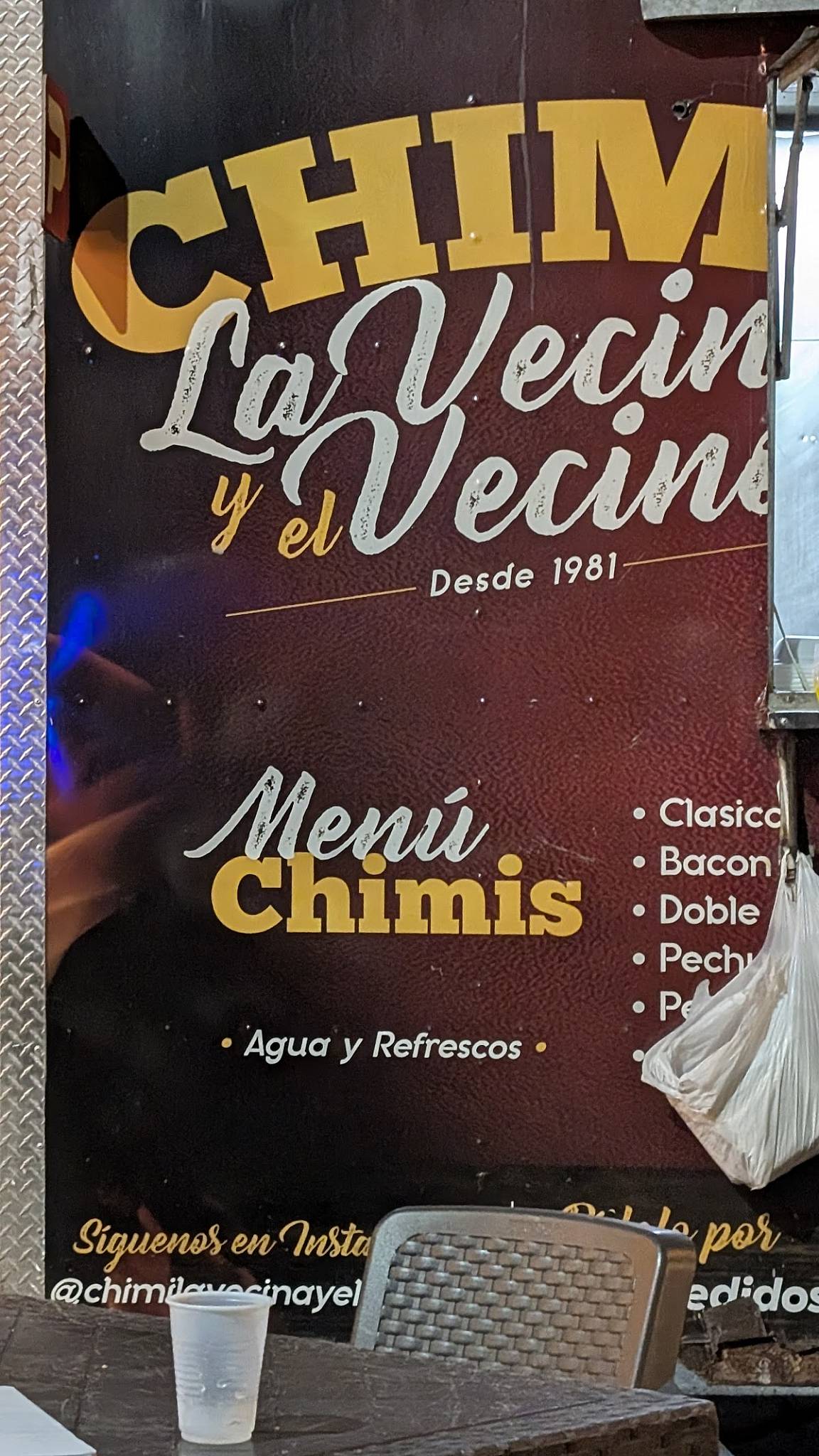 Carta del restaurante Chimi La Vecina y El Vecino, Santo Domingo