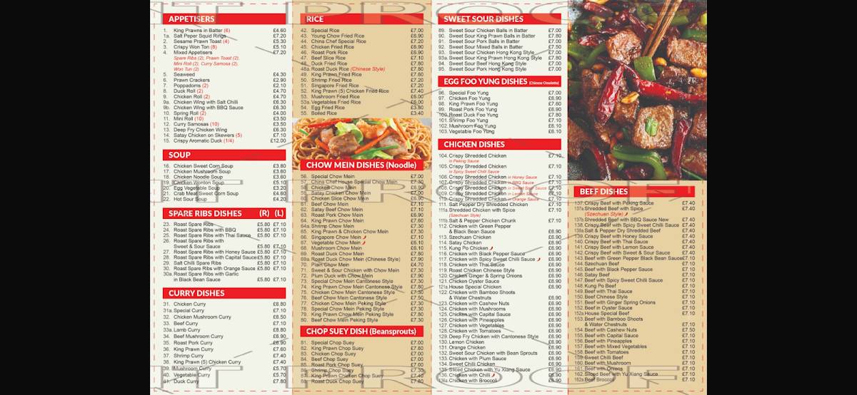 Menu at China Chef fast food, Fishguard