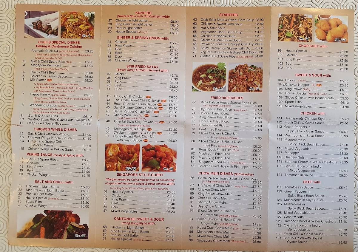Menu at China Palace fast food, Northampton
