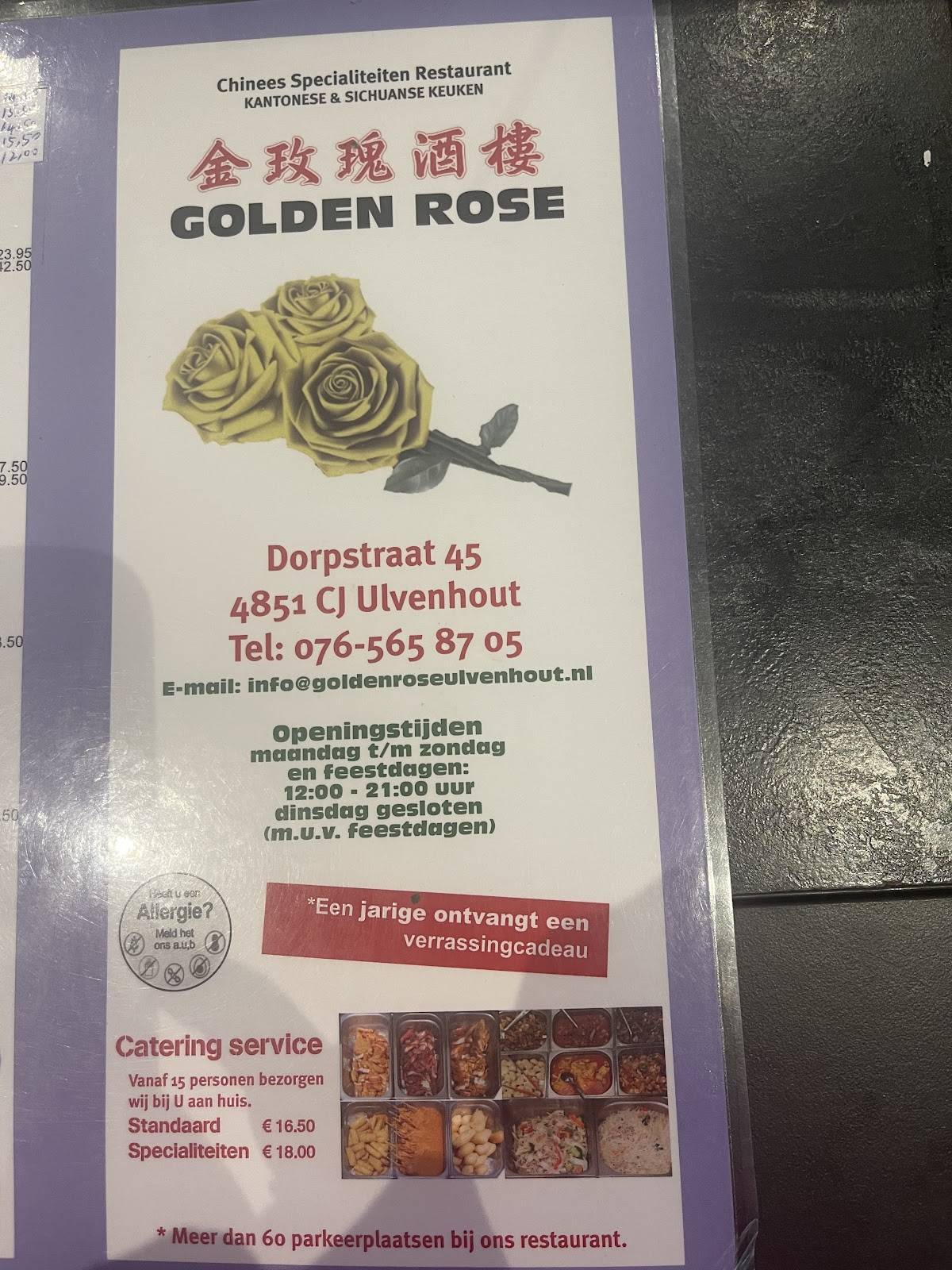 Menu at Chinees restaurant Golden Rose, Ulvenhout