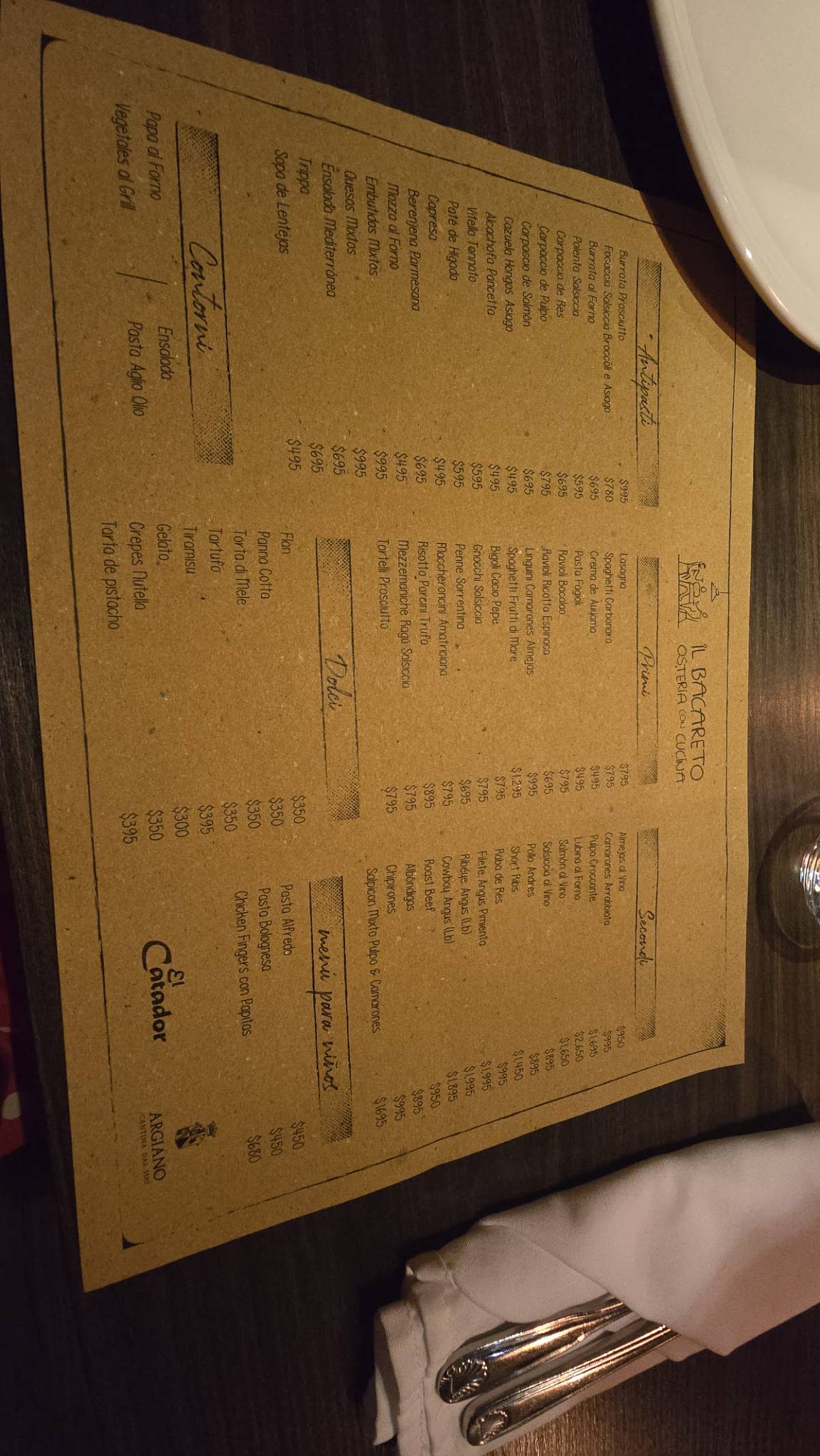 Carta del restaurante Chingu Kitchen, Santo Domingo