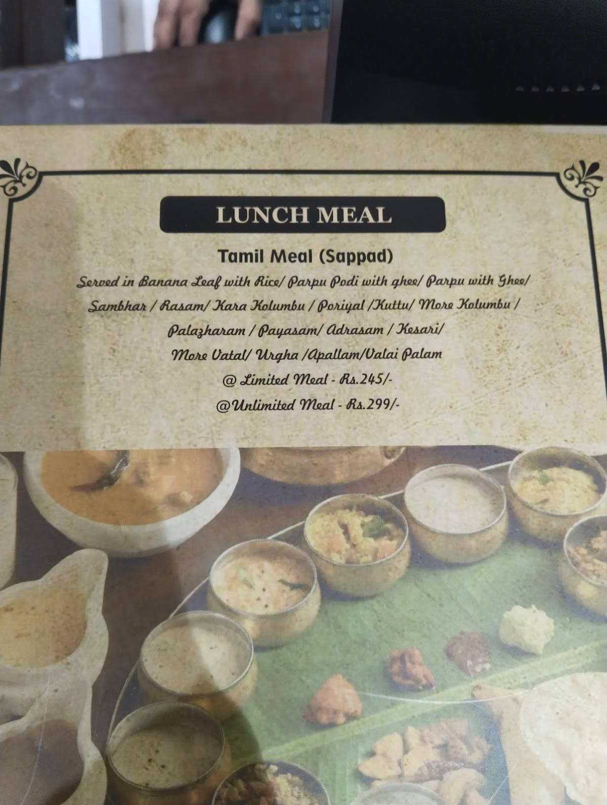 Menu at Chola "Flavors of Tamil Nadu" South Indian Restaurant in ...