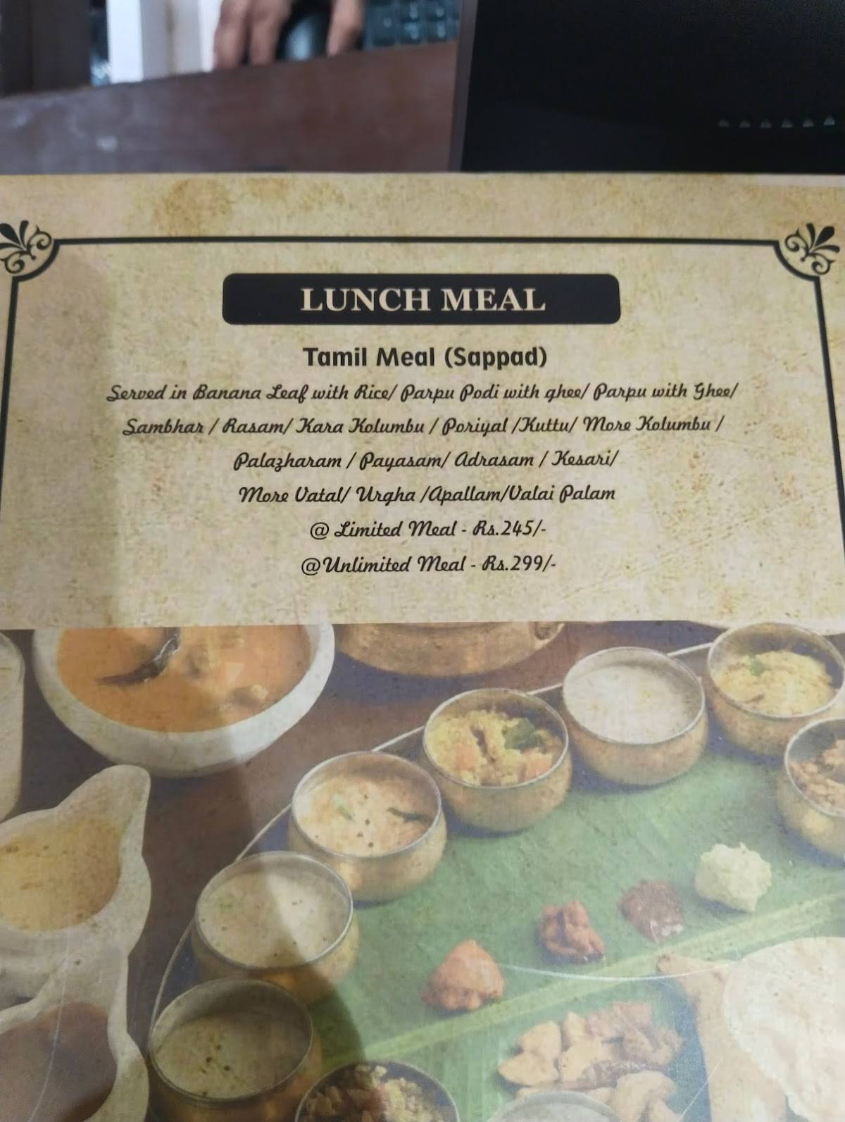 Menu at Chola "Flavors of Tamil Nadu" South Indian Restaurant in ...