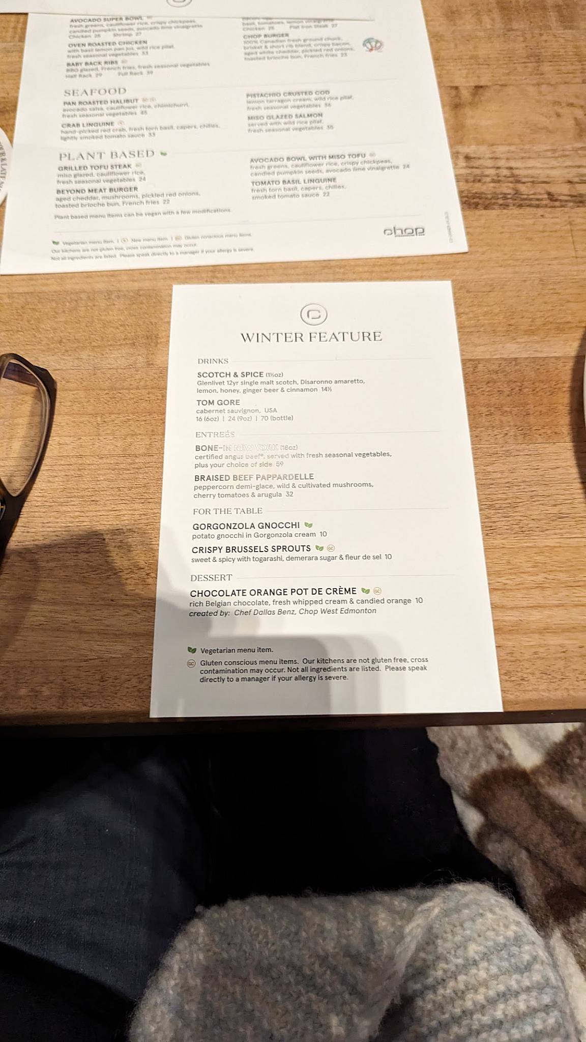 Menu at Chop Steakhouse & Bar, Edmonton, Ellerslie Rd SW