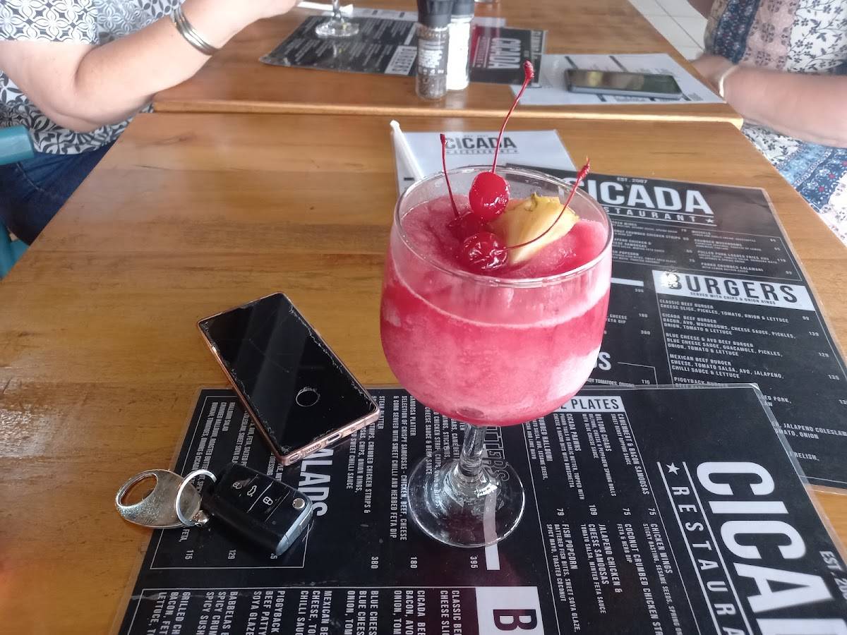 Menu at Cicada restaurant, Nelspruit