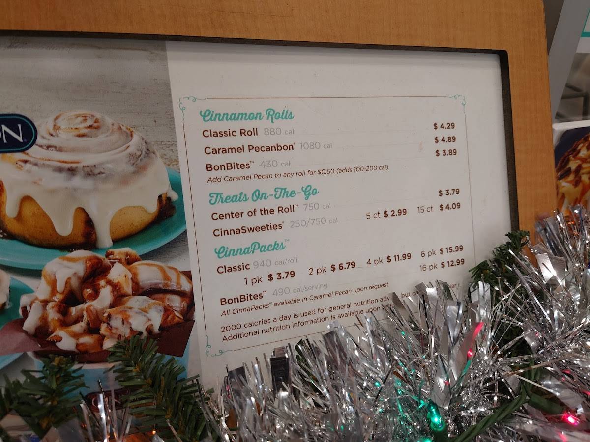 Menu at Cinnabon, Saint Marys