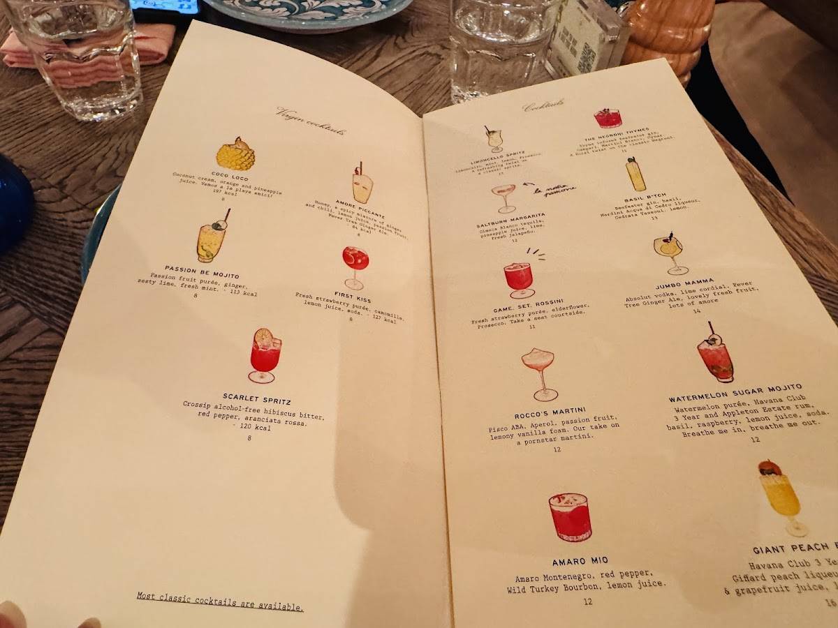 Menu at Circolo Popolare restaurant, London