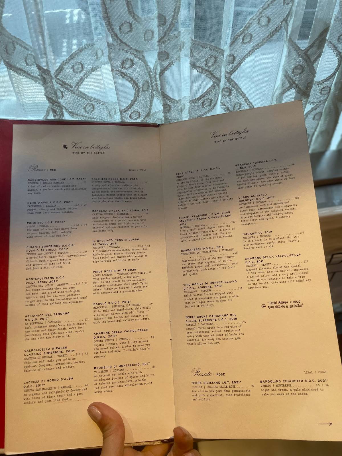 Menu at Circolo Popolare restaurant, London