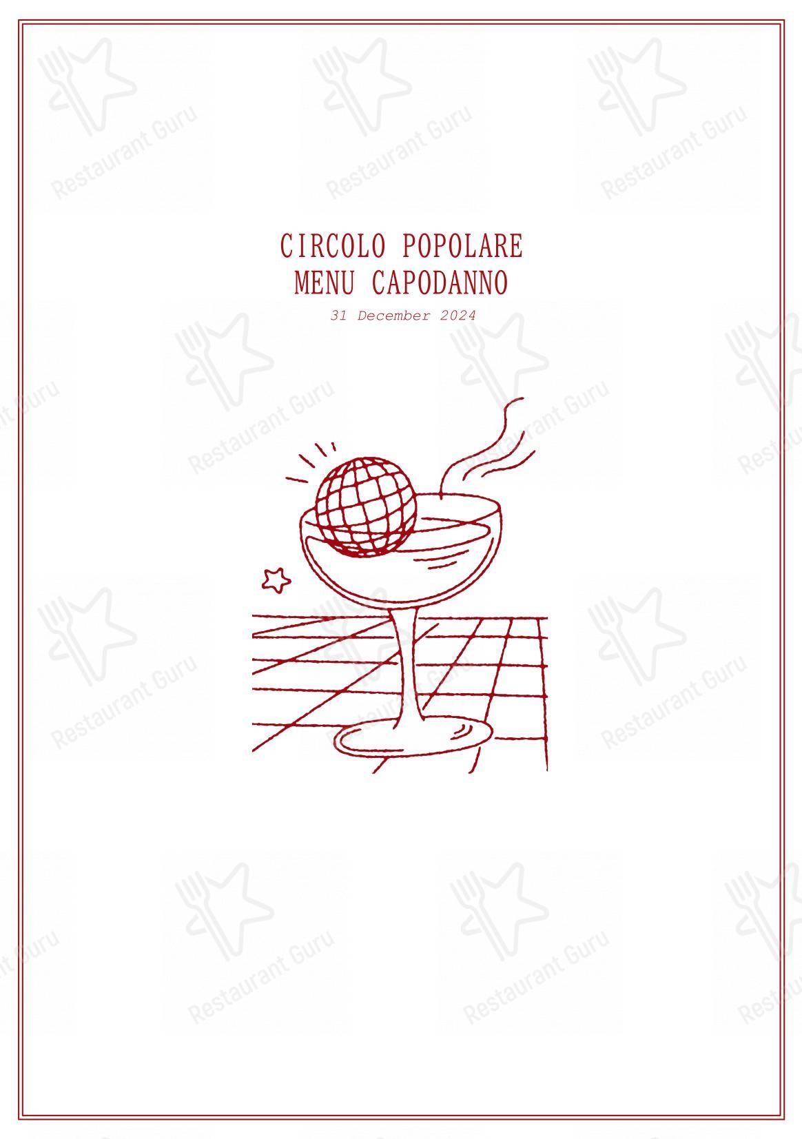 Menu at Circolo Popolare restaurant, London