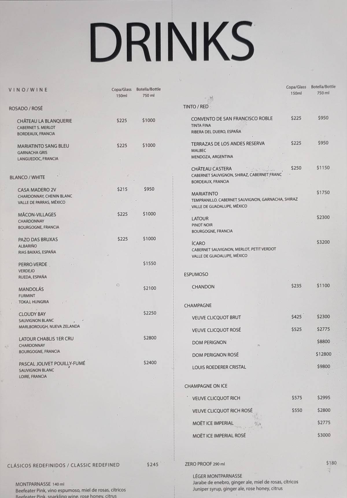 Carta del pub y bar Cityzen, Ciudad López Mateos