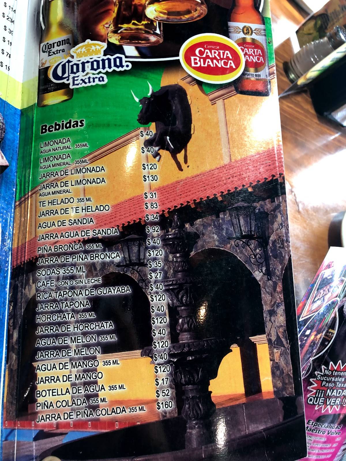 Carta del restaurante Toro Bronco Real, Ciudad Juarez, Av. Waterfill 427
