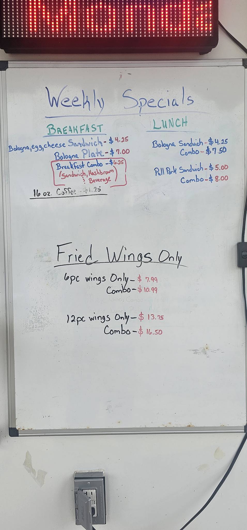Menu at Class A Express Grill restaurant, Montgomery
