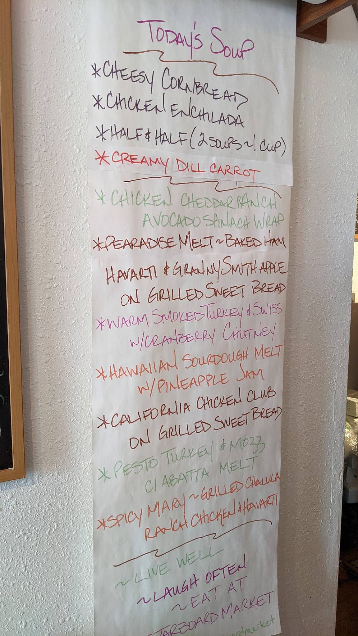 Menu at Starboard Market cafe, Clear Lake
