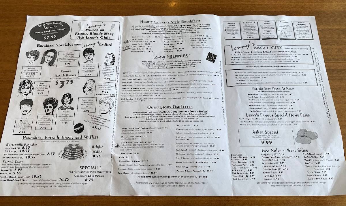Menu at Lenny’s Restaurant, Clearwater