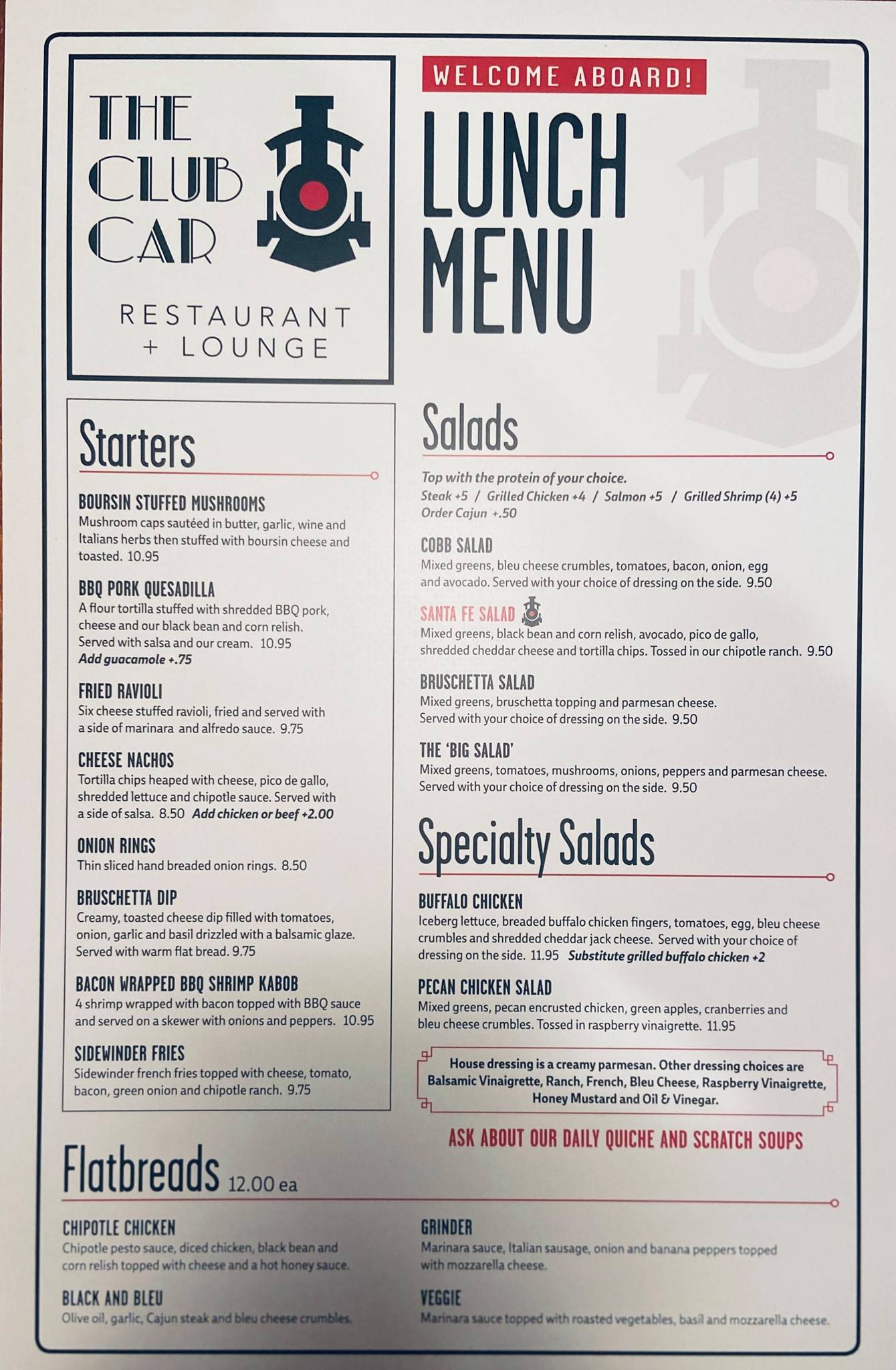 Menu at Club Car Restaurant & Lounge- Clive, Clive