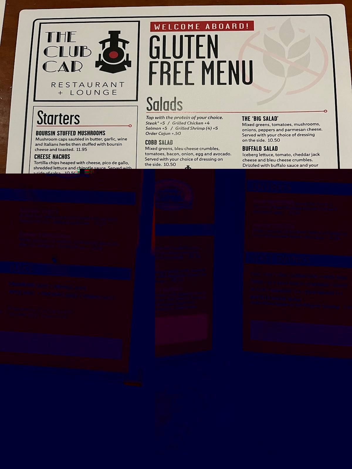 Menu at Club Car Restaurant & Lounge- Clive, Clive