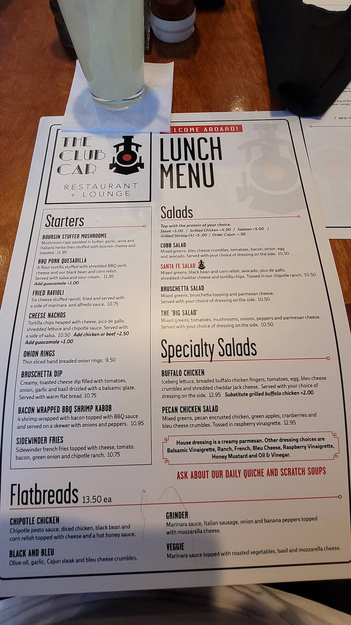 Menu at Club Car Restaurant & Lounge- Clive, Clive