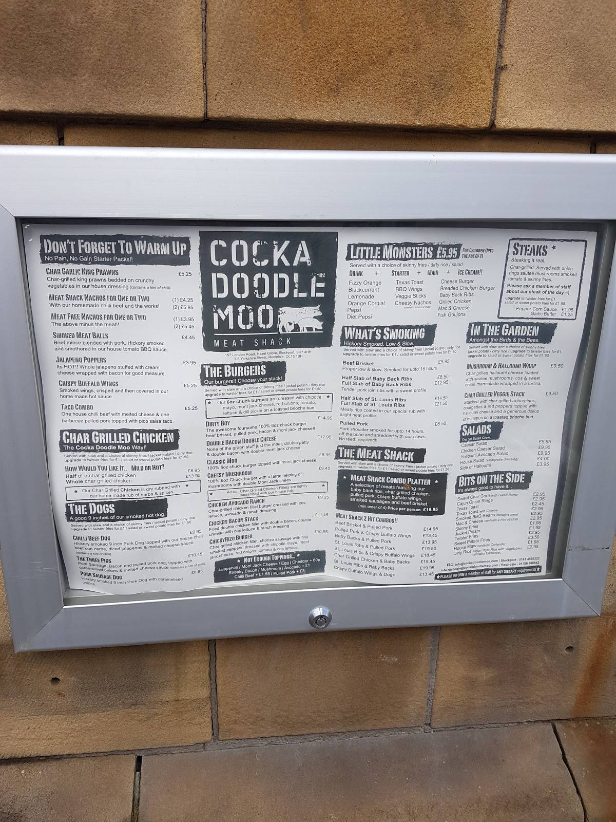 Menu at CockaDoodleMoo Rochdale restaurant, Rochdale