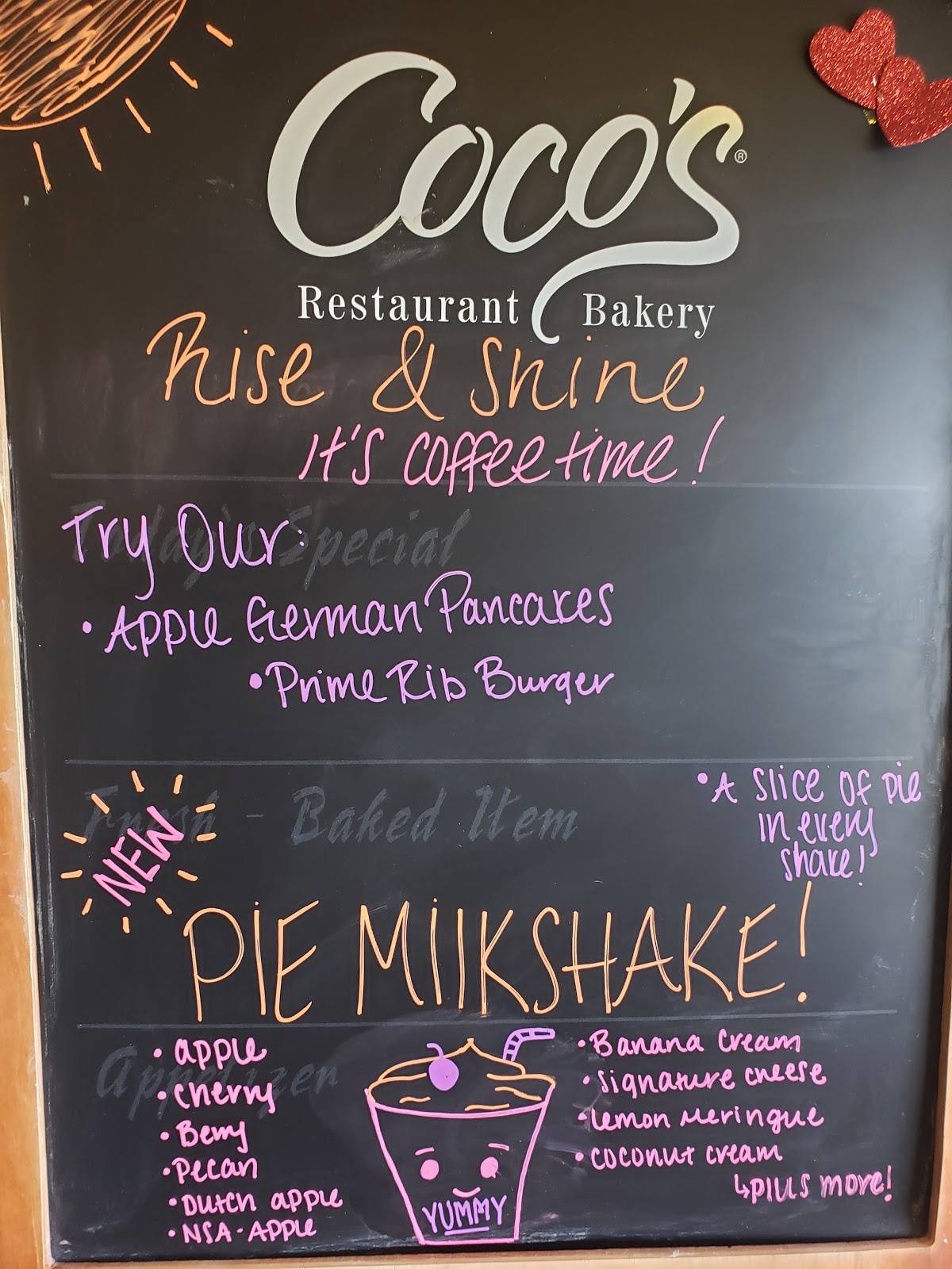 Menu at Coco's Bakery Restaurant, Tucson, 7250 N Oracle Rd