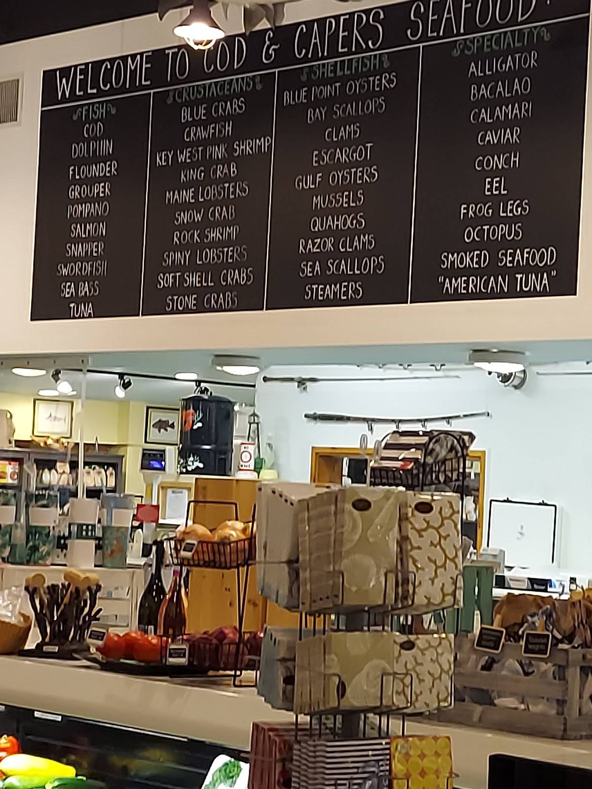 Menu at Cod & Capers Seafood Marketplace and Café restaurant, North ...
