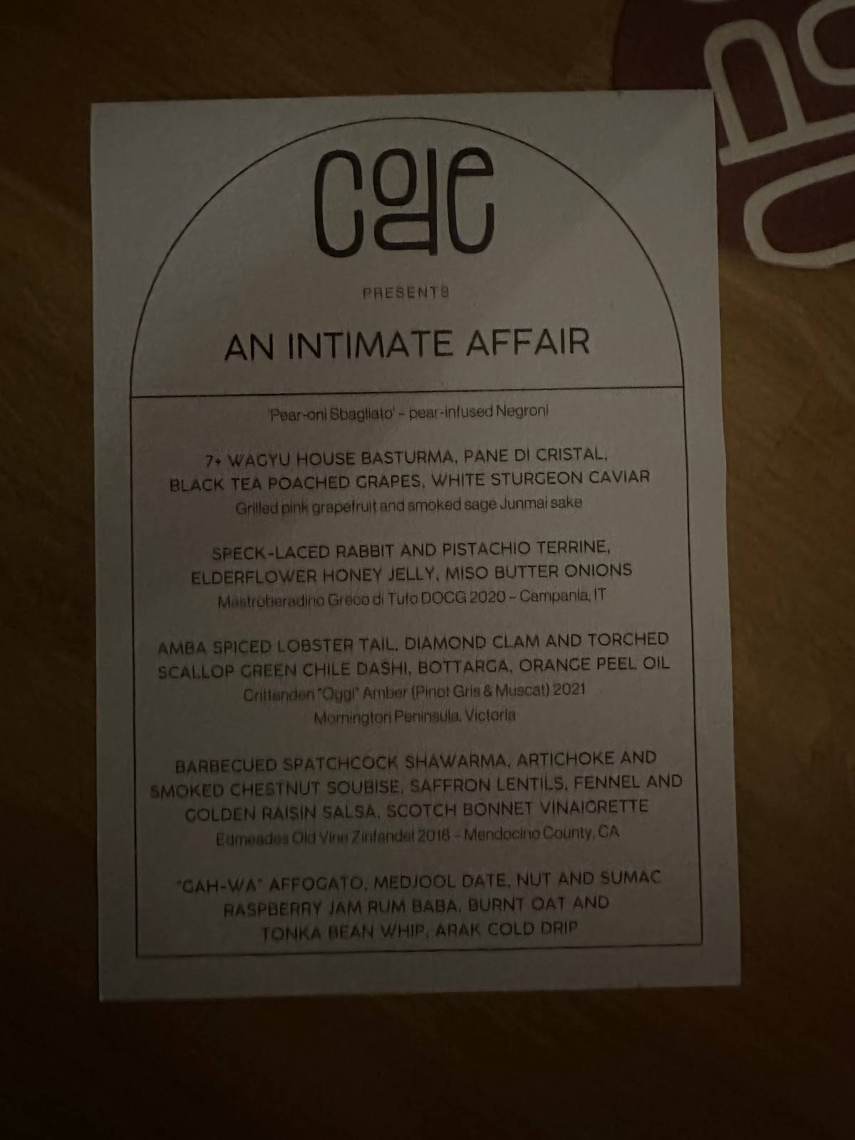 Menu at Code Cairns restaurant, Holloways Beach