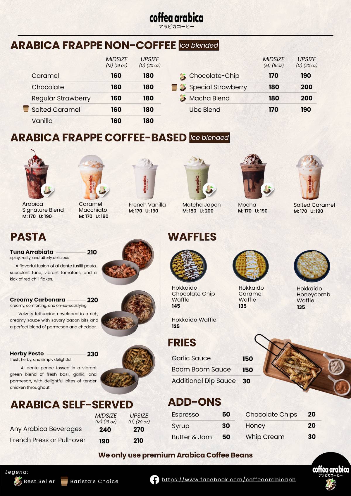 Menu at Coffea Arabica, Bacoor