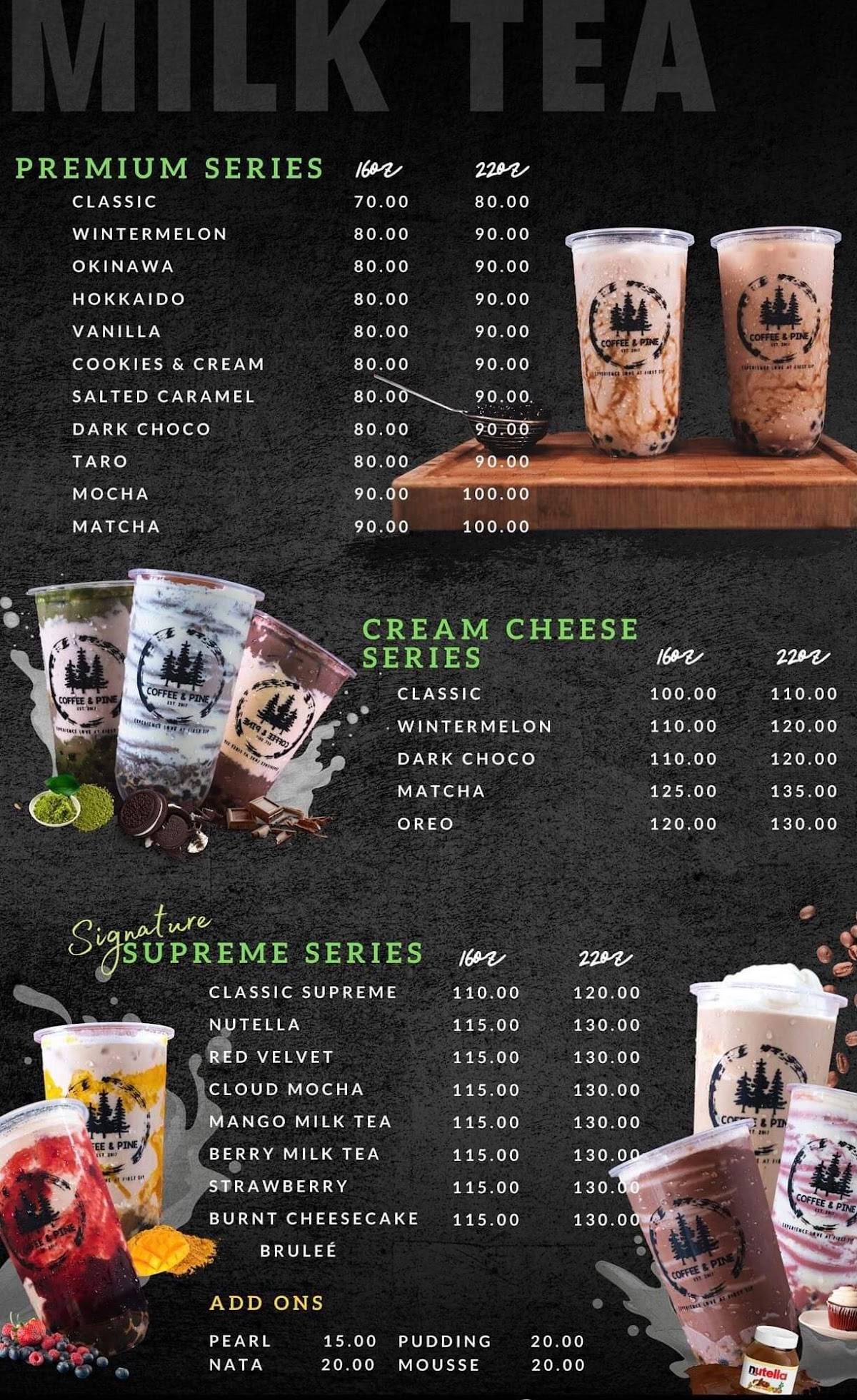 Menu at Coffee and Pine Mandaue, Mandaue City