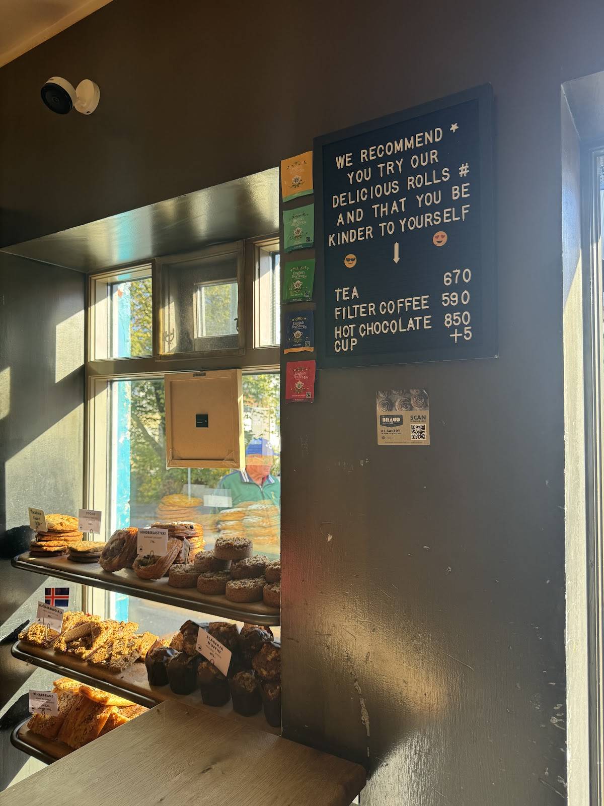 Menu at Brauð & Co coffee house, Reykjavík, Frakkastígur 16