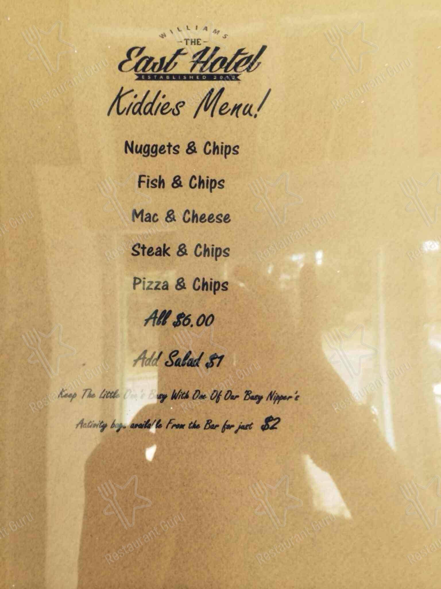 Menu at Colac East Hotel pub & bar, Colac East