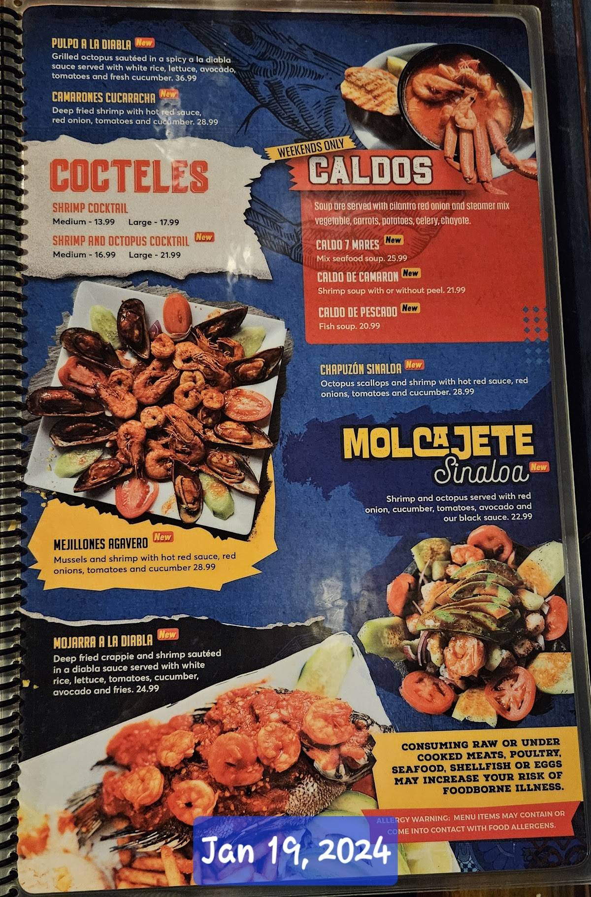 Menu at Agavero Grill & Cantina restaurant, Collinsville
