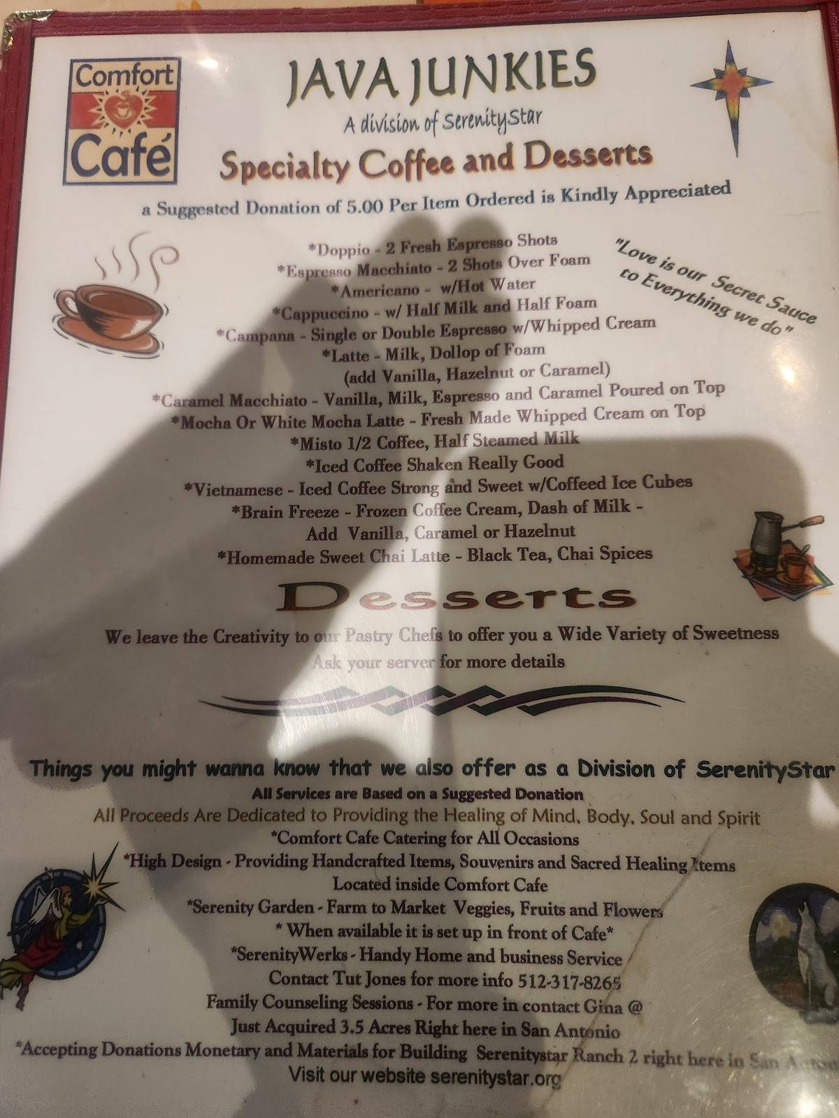 Menu at Comfort Cafe San Antonio, San Antonio, NE Interstate 410 Loop