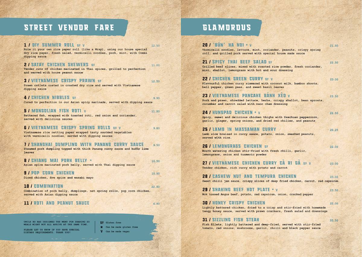 Menu at Commi restaurant, Christchurch