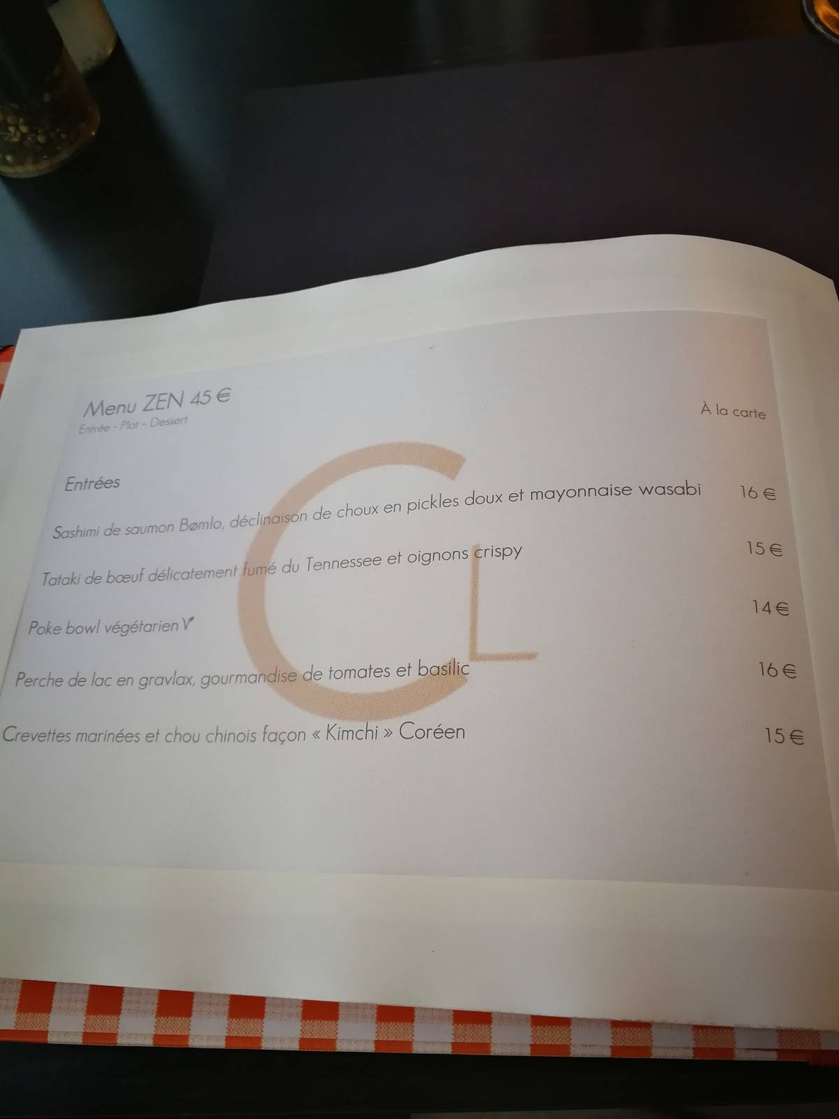 Menu au Hôtel Clos Marcel restaurant, Duingt
