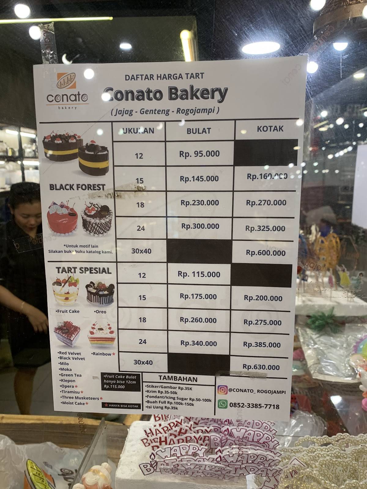 Carta de Conato Bakery & Cafe Rogojampi, Labanasem
