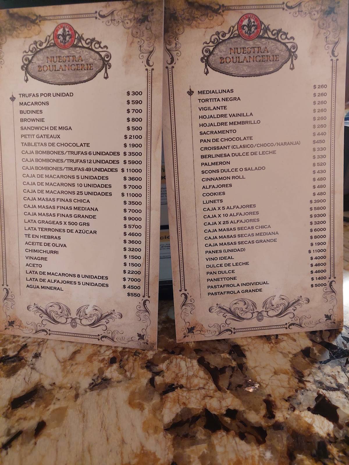 Carta del pub y bar Confitería La Ideal, Buenos Aires, Suipacha 384
