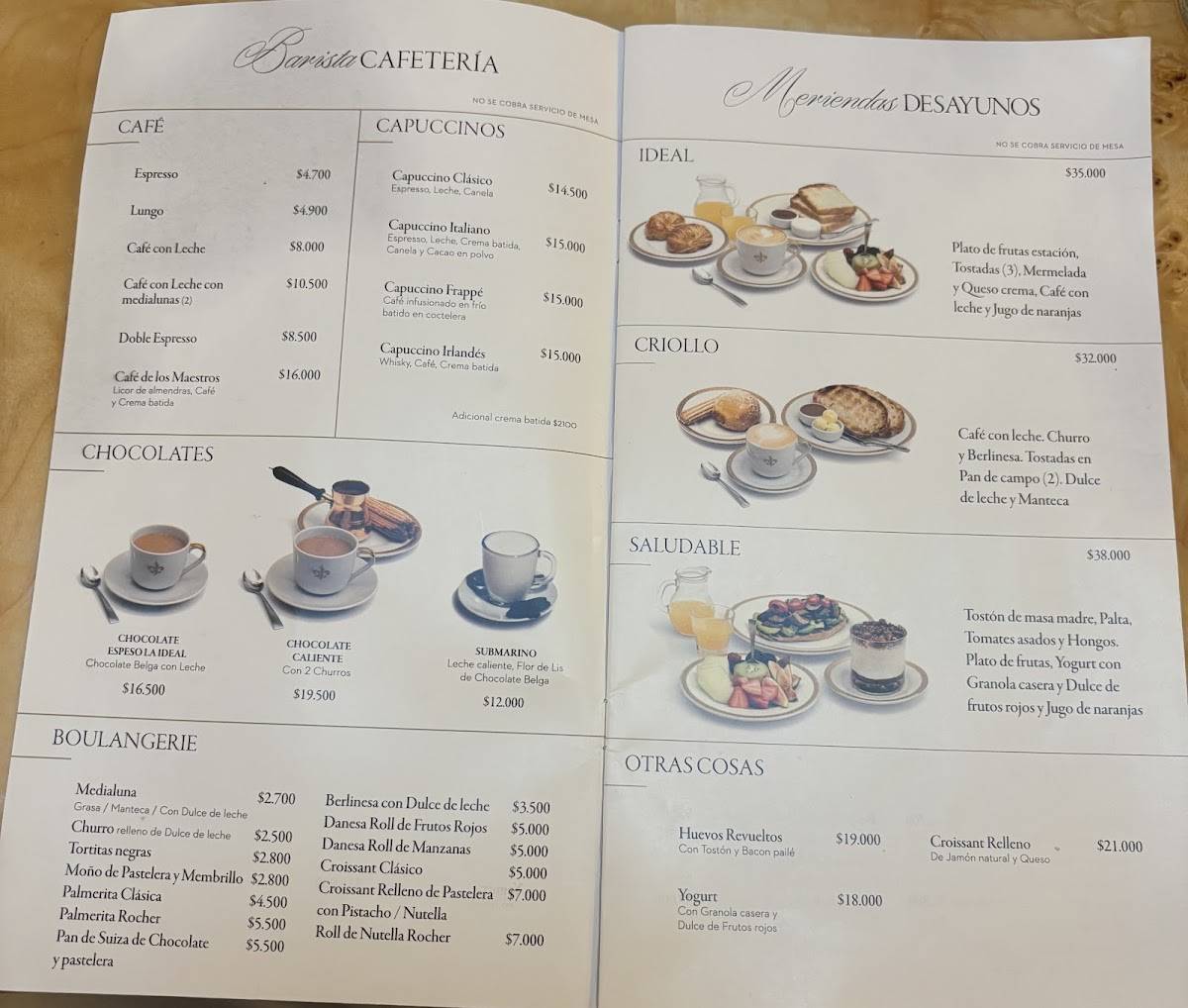 Carta del restaurante Confitería La Ideal, Buenos Aires, Suipacha 384