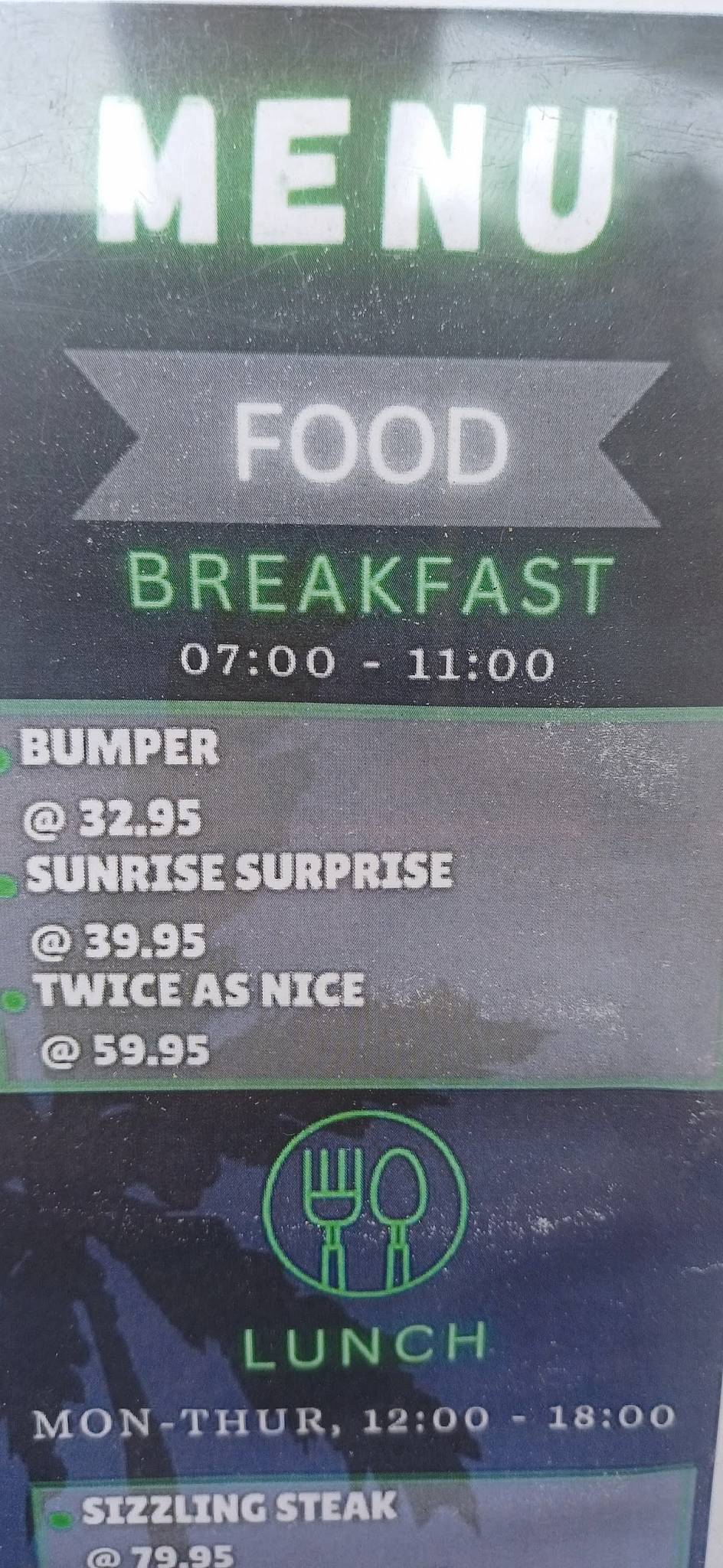 Menu at Coobah Klerksdorp restaurant, Klerksdorp