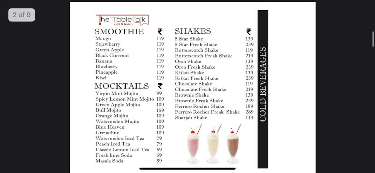 Menu at The Table Talk Cafe coochbehar, Cooch Behar