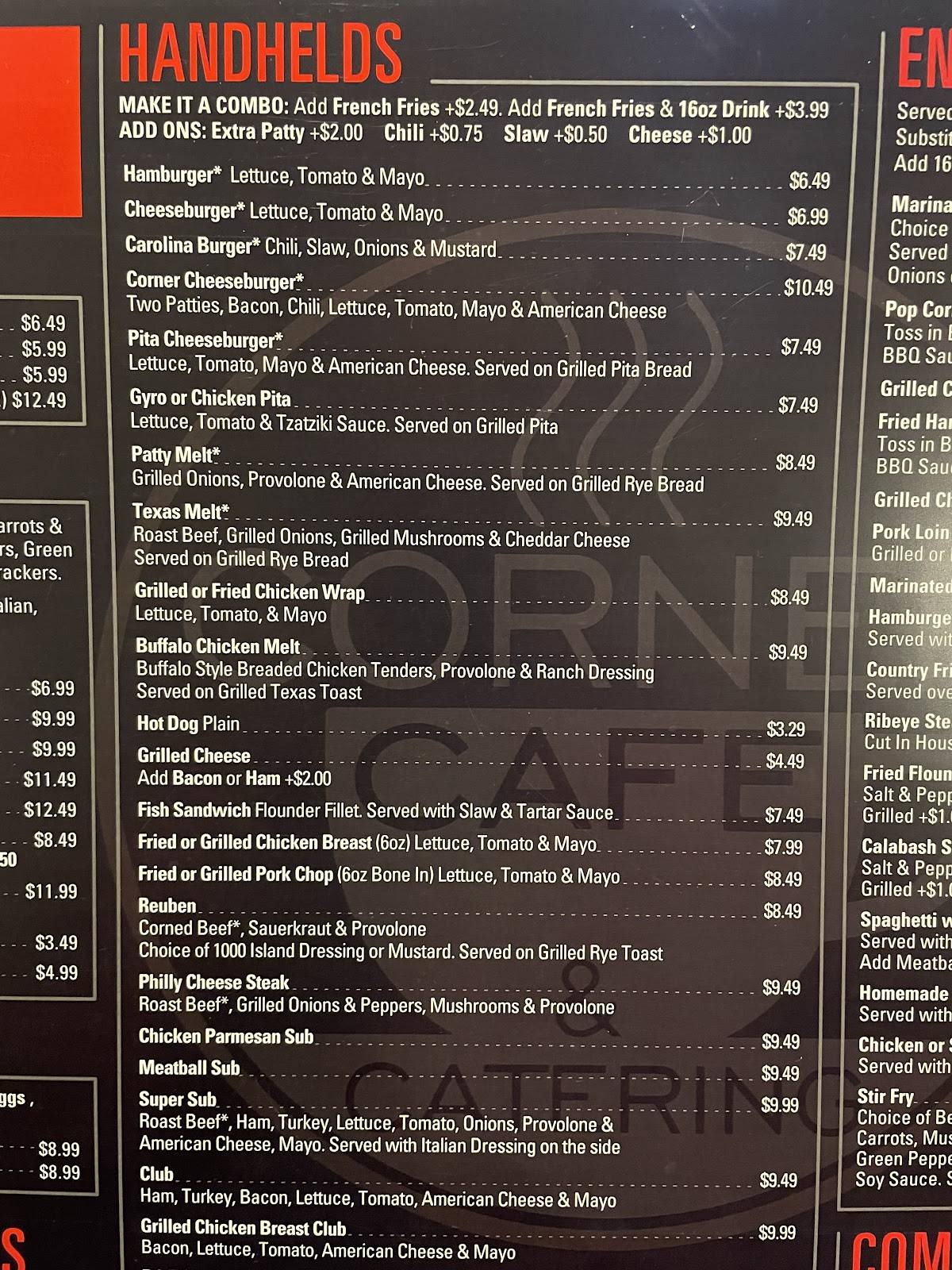 Menu at Corner Cafe and Catering, Pineville