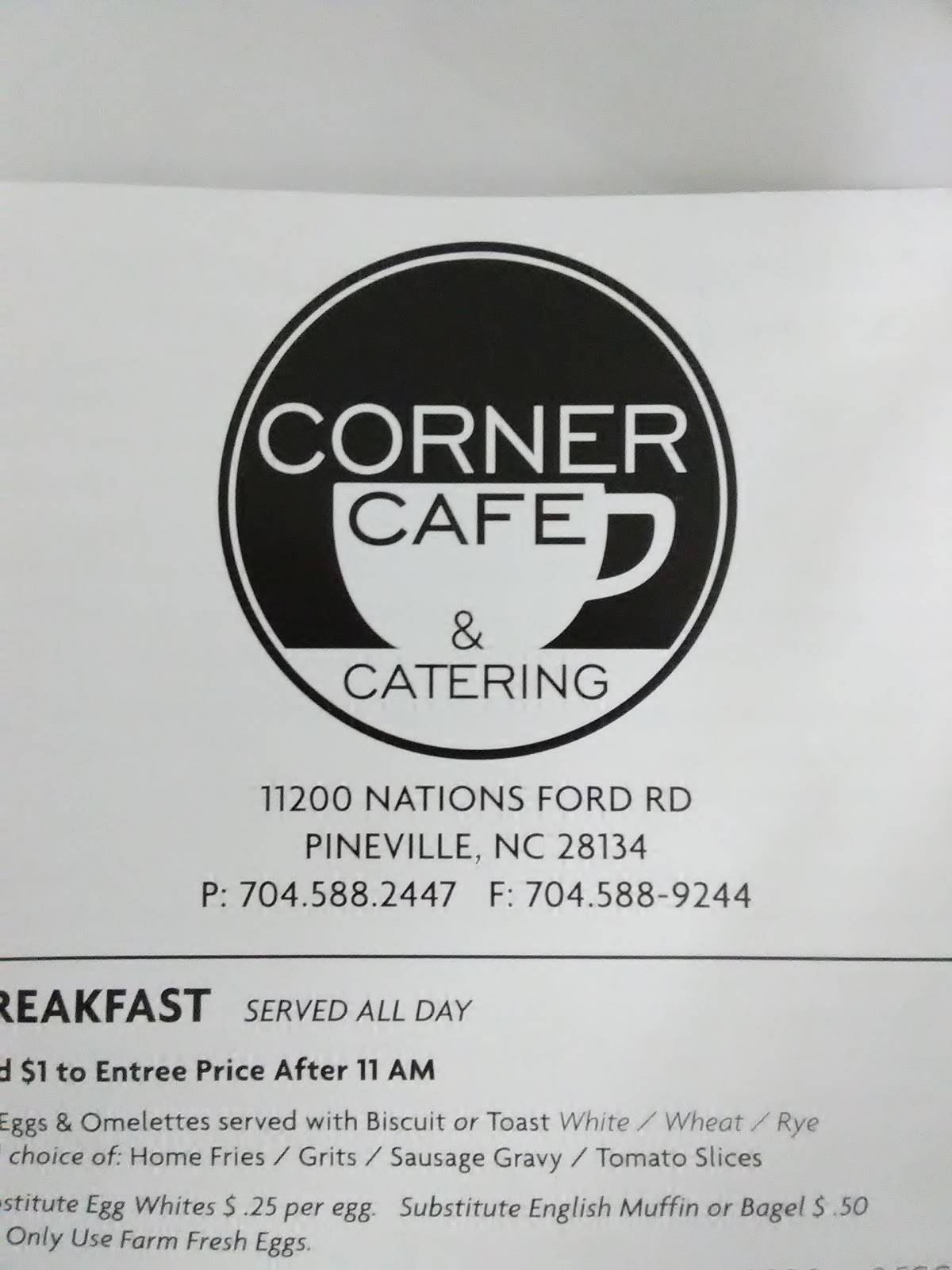 Menu at Corner Cafe and Catering, Pineville