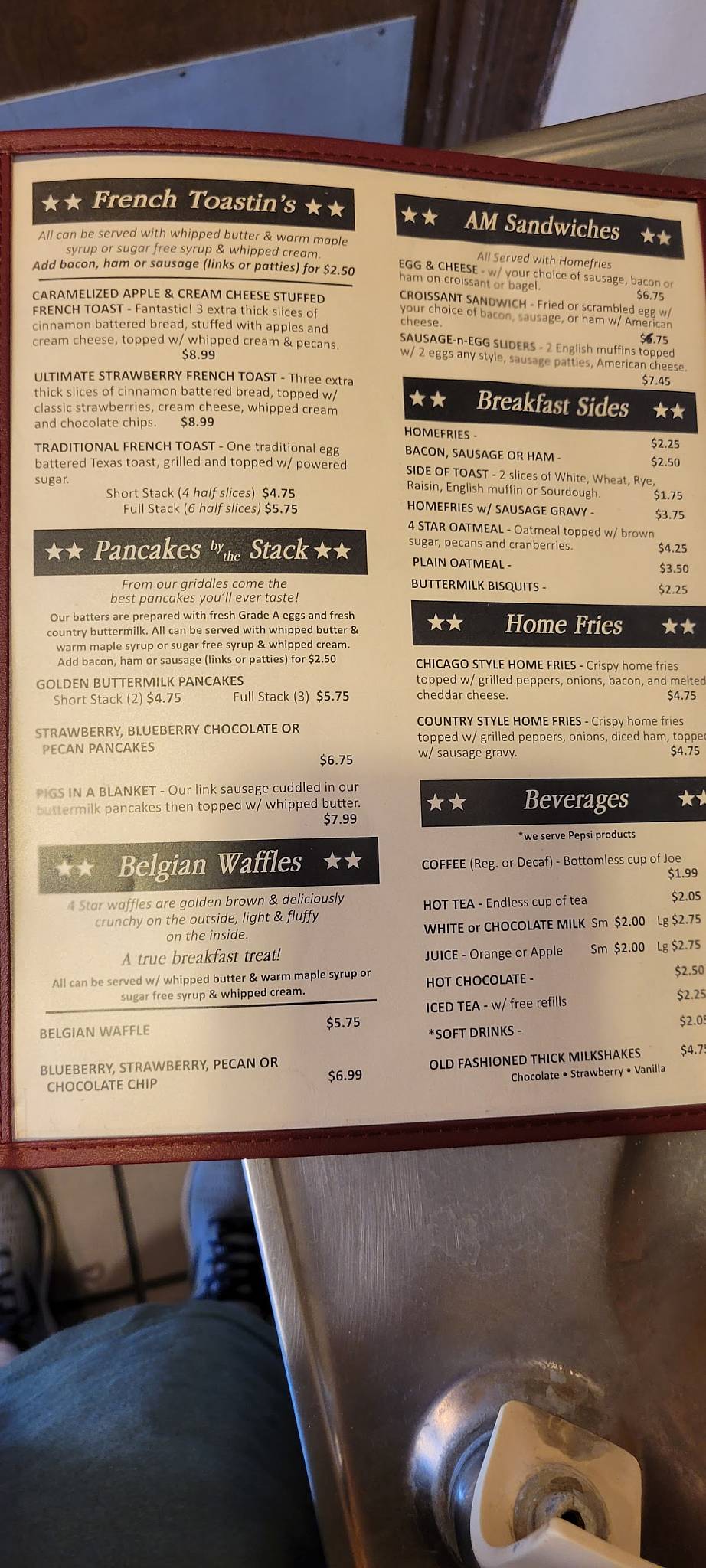 Menu at Four Star Diner restaurant, Cortland