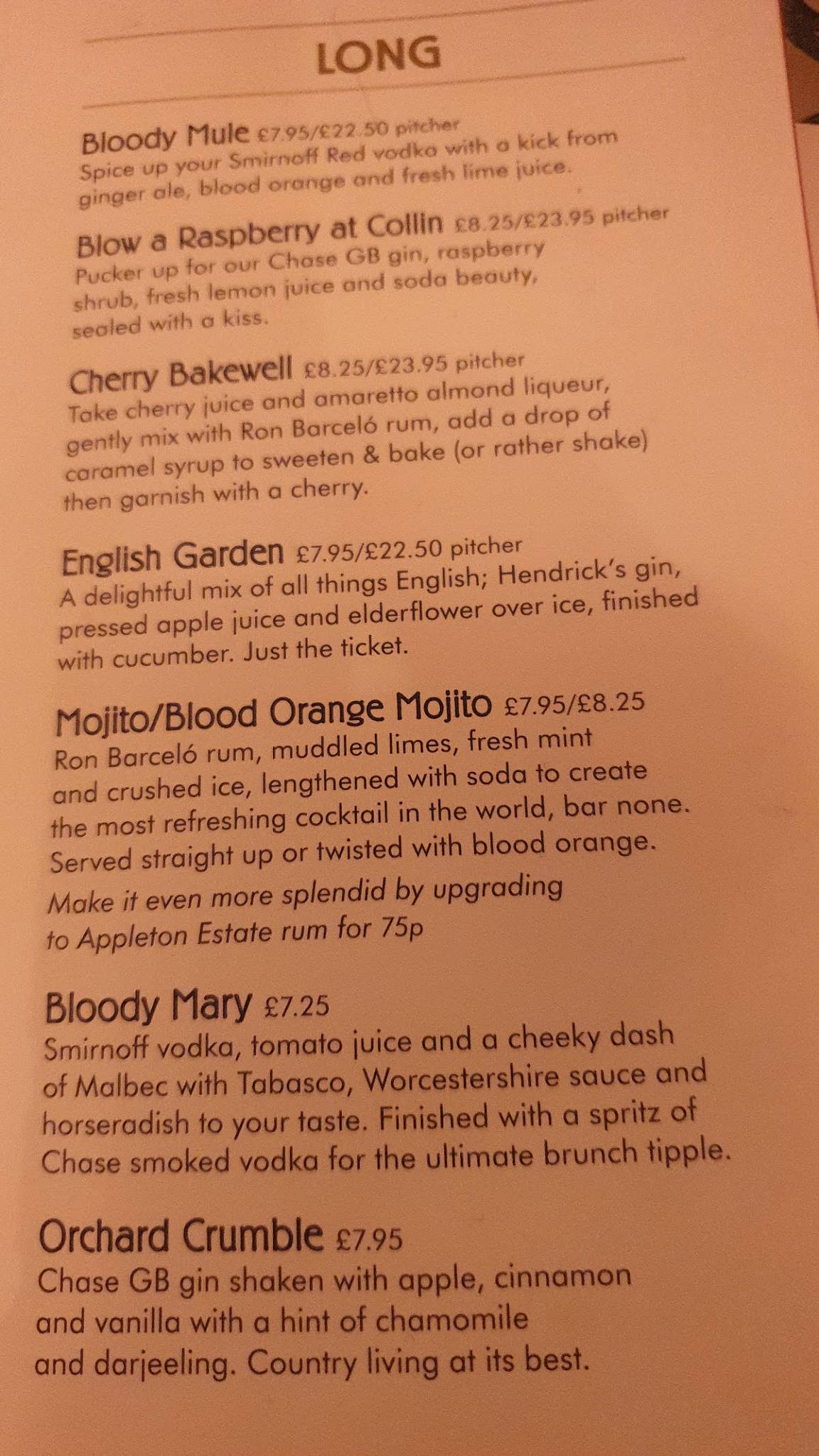 Menu at Cosy Club, Norwich
