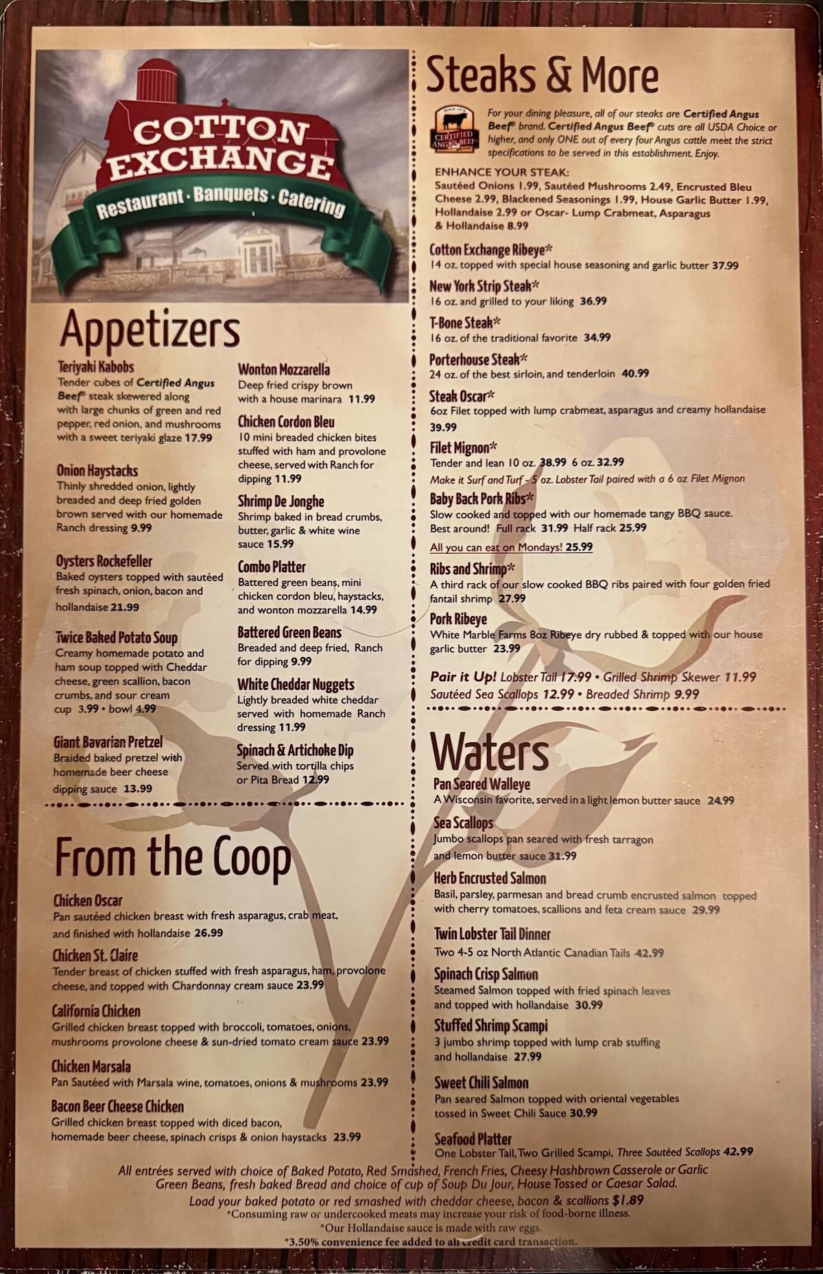 Menu at Cotton Exchange pub & bar, Waterford