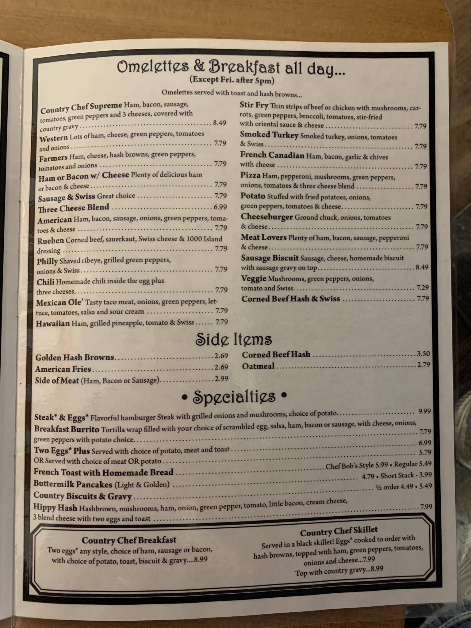 Menu at Country Chef Cafe, Ithaca