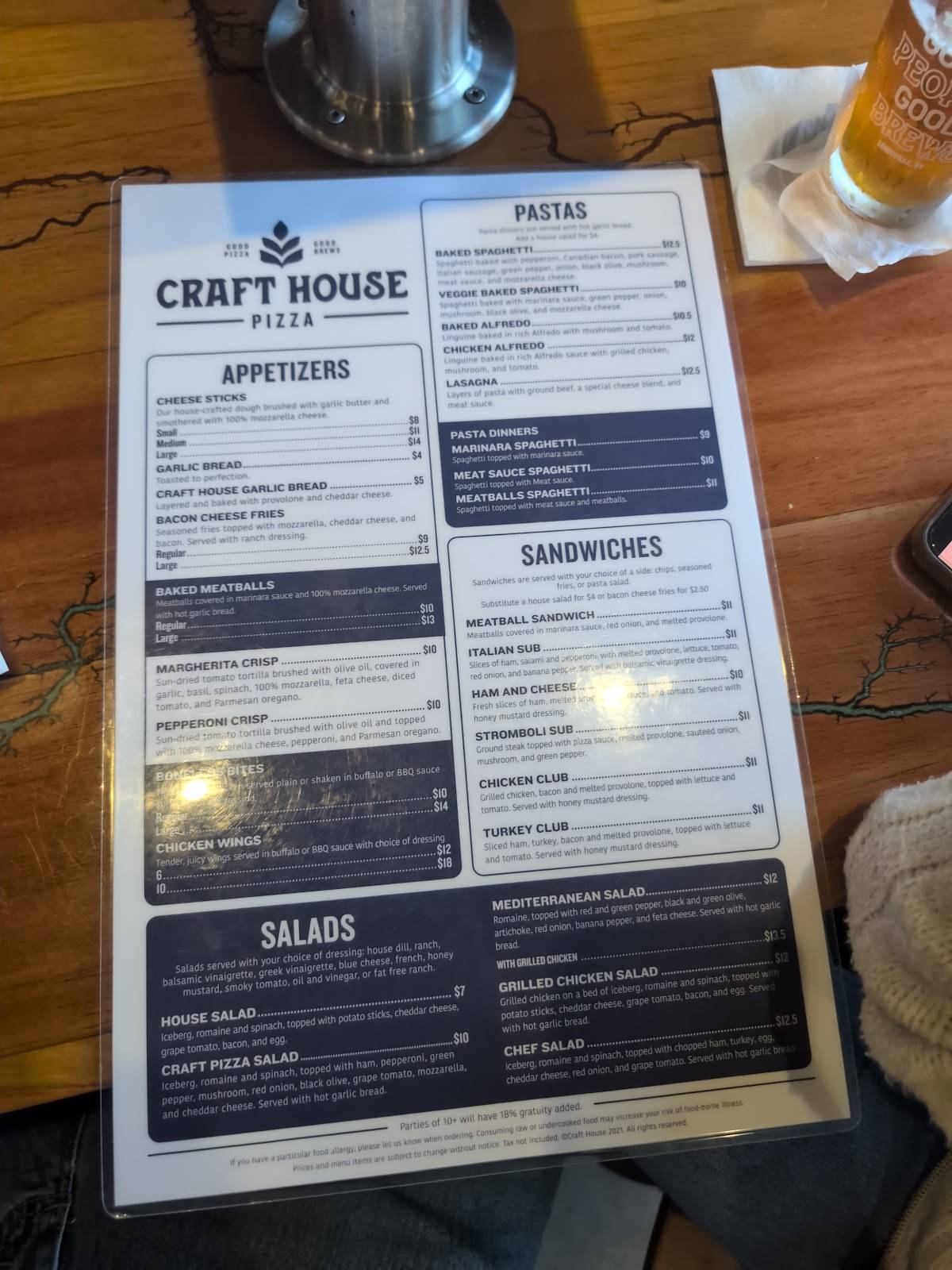 Menu at Craft House Pizza - Jtown pub & bar, Louisville, Taylorsville ...