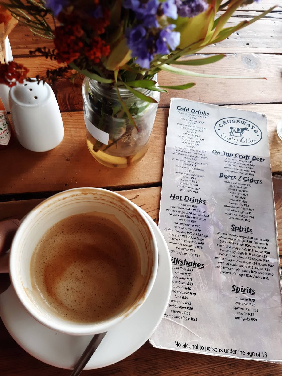Menu at Crossways Country Kitchen restaurant, Port Elizabeth