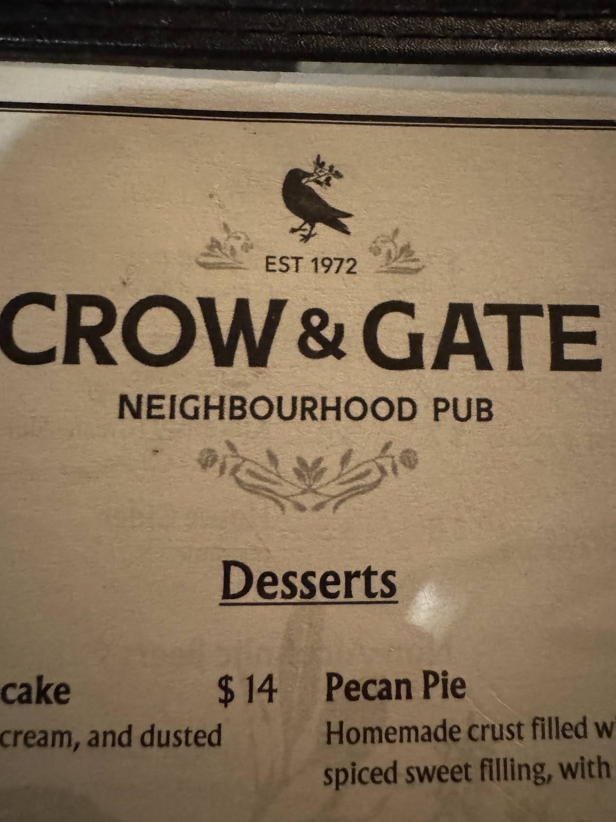 Menu at Crow & Gate Pub, Nanaimo