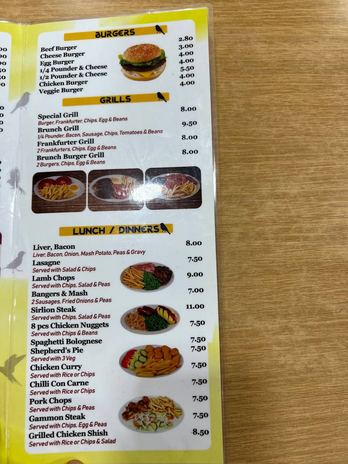 Menu at Canary Cafe & Restaurant, South Croydon